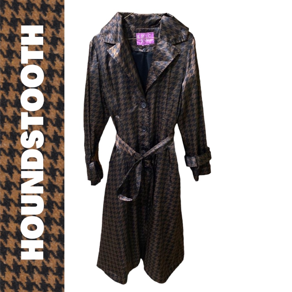 Epic By Designs Houndstooth Trench Coat - Gem